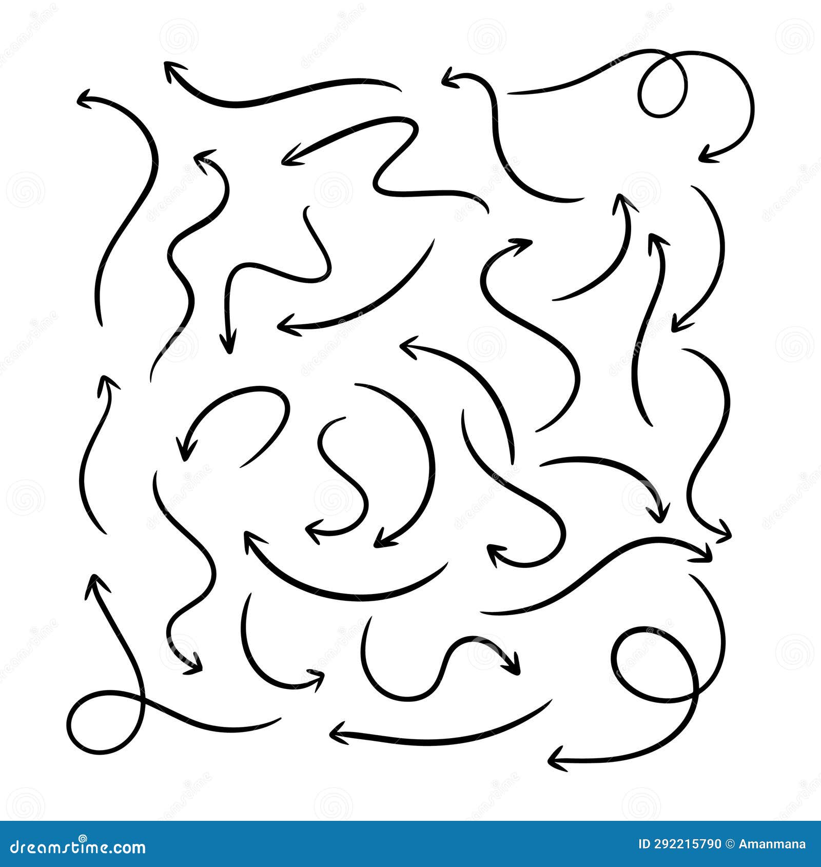 Clean Line Style Hand Drawn Doodle Arrows Set Stock Vector ...