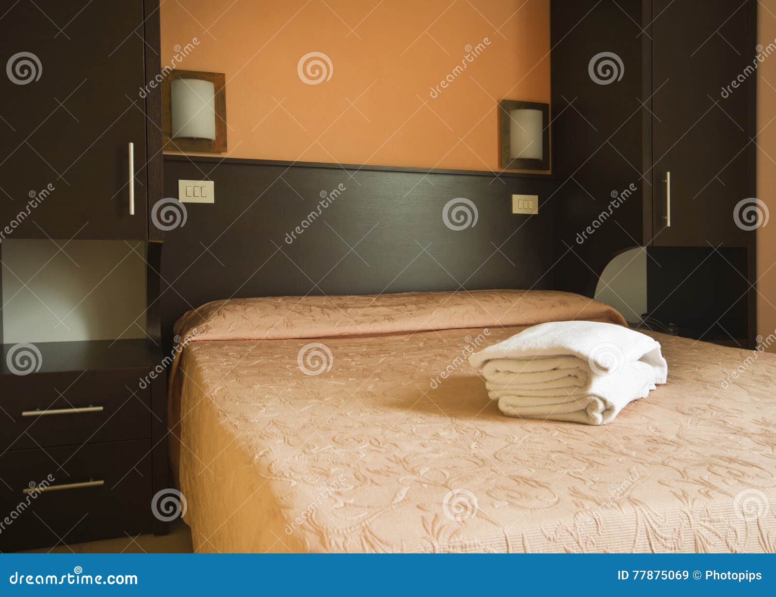Clean linen on the bed stock image. Image of decor, guest - 77875069