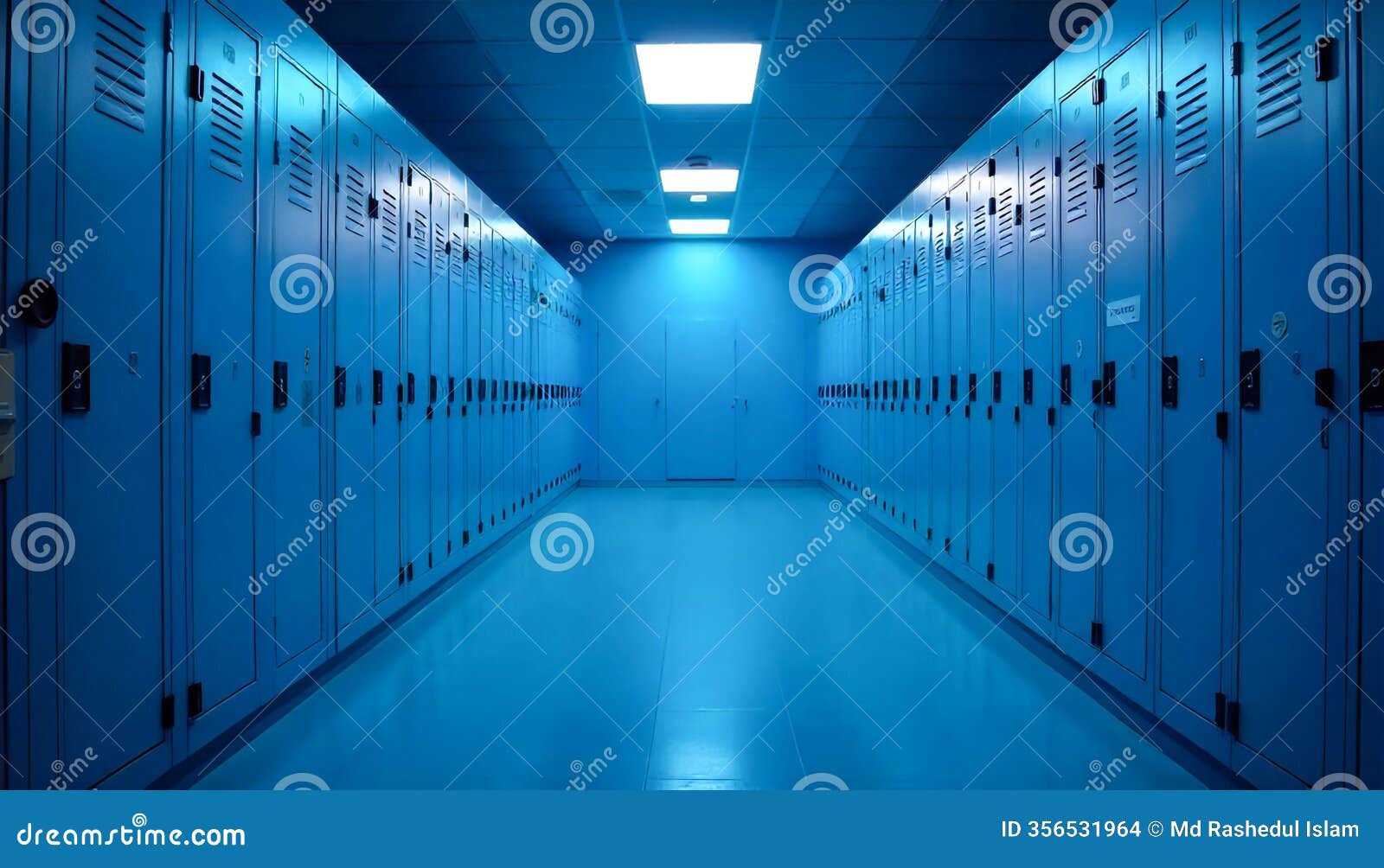 Clean Gym Locker Room With Blue Lockers Stock Image | CartoonDealer.com ...