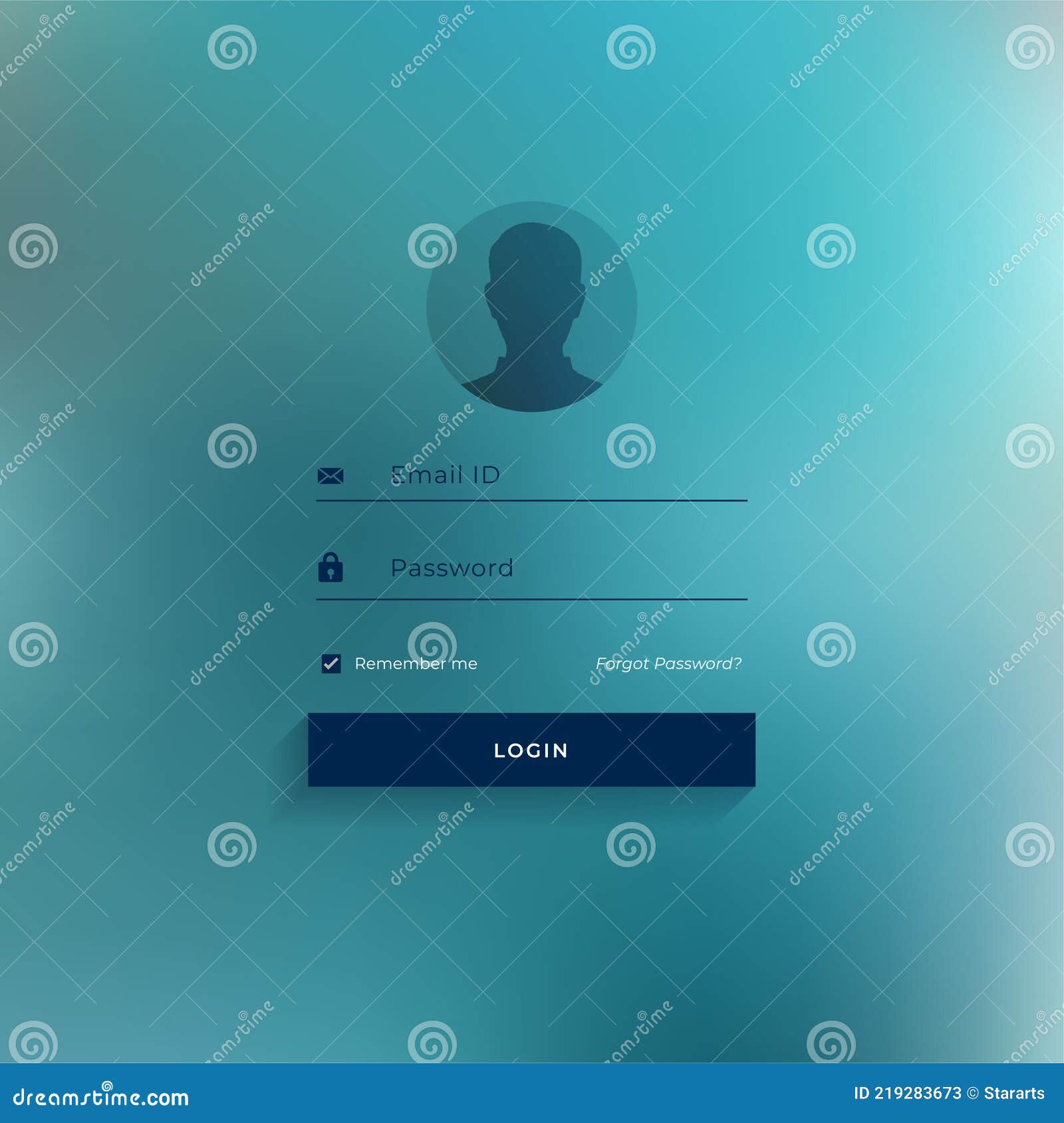 Clean Login Form Template Design On Blurred Background Vector ...