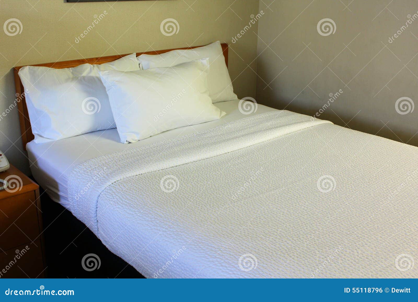 Clean made bed stock photo. Image of clean, motel, empty - 55118796