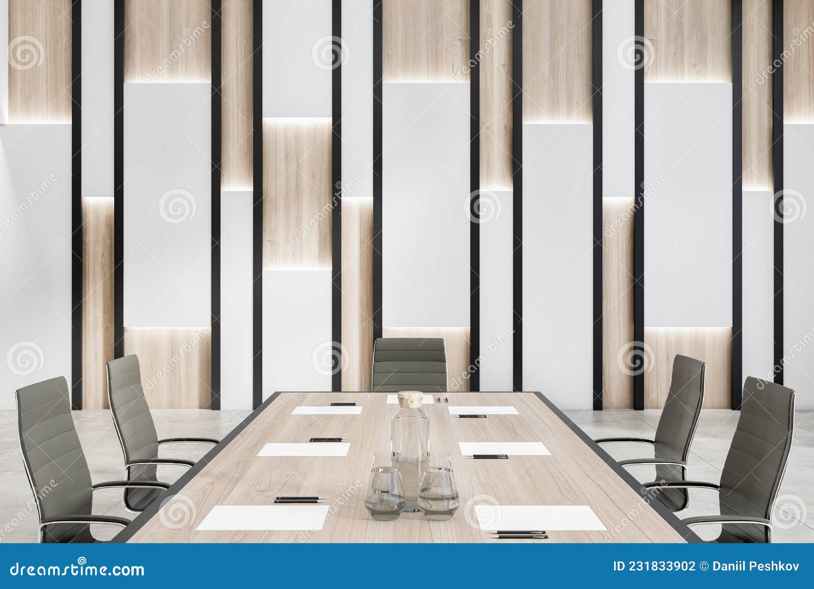 Clean Meeting Room Interior with Table and Chairs. Workplace ...