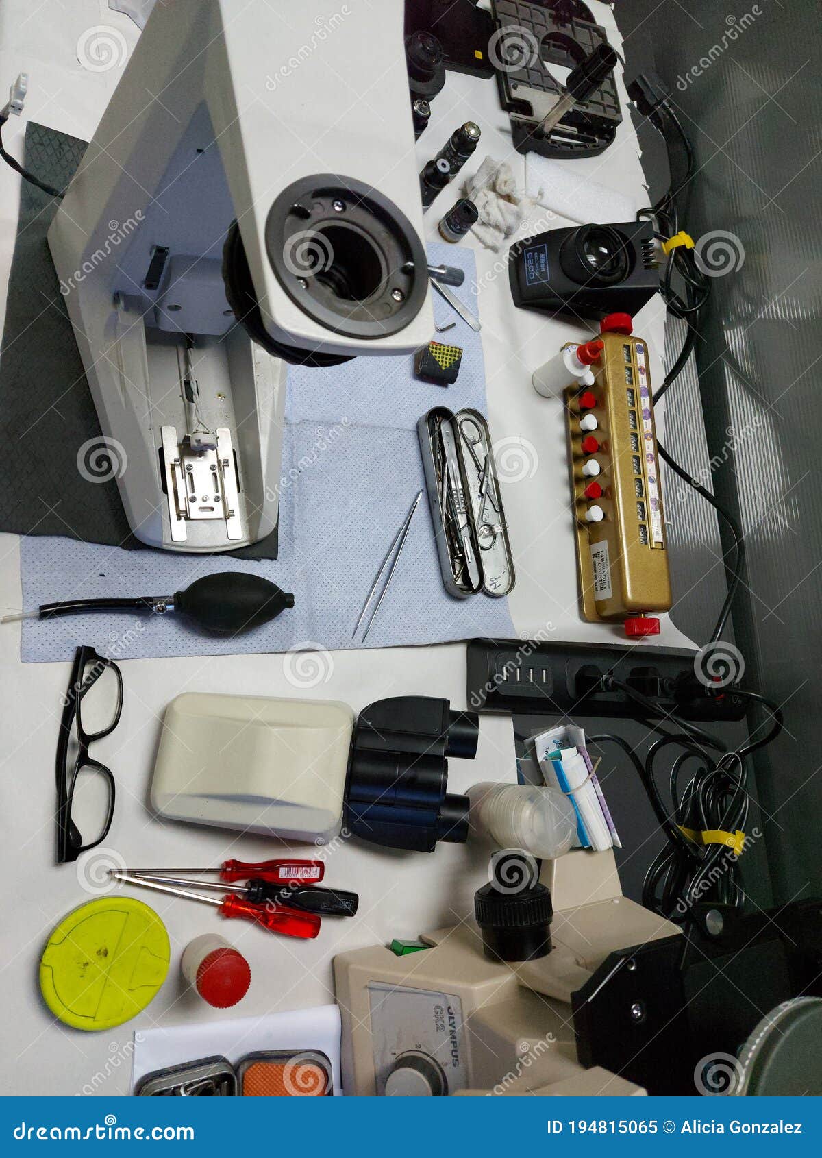 Clean Microscope Maintenance Workshop Parts Stock Image - Image of ...