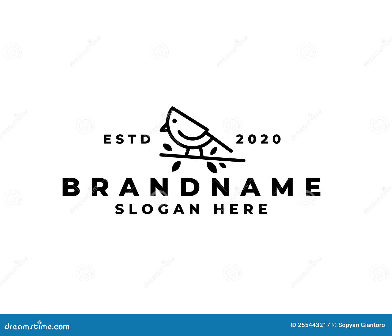 Clean and Minimal Outline Bird on Branch Logo Design. Vector ...