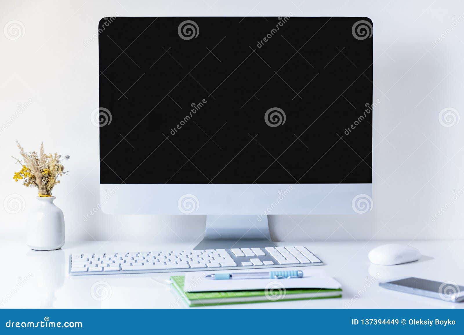 Clean and Minimalistic Office Working Place with Desktop Computer ...