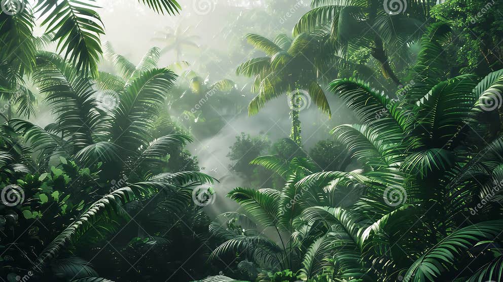 Clean, Minimalistic Rainforest Scene. Stock Illustration - Illustration ...