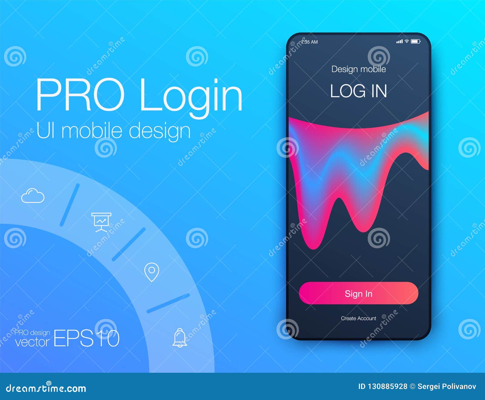 Clean Mobile UI Design Concept. Vector EPS 10 Stock Vector ...