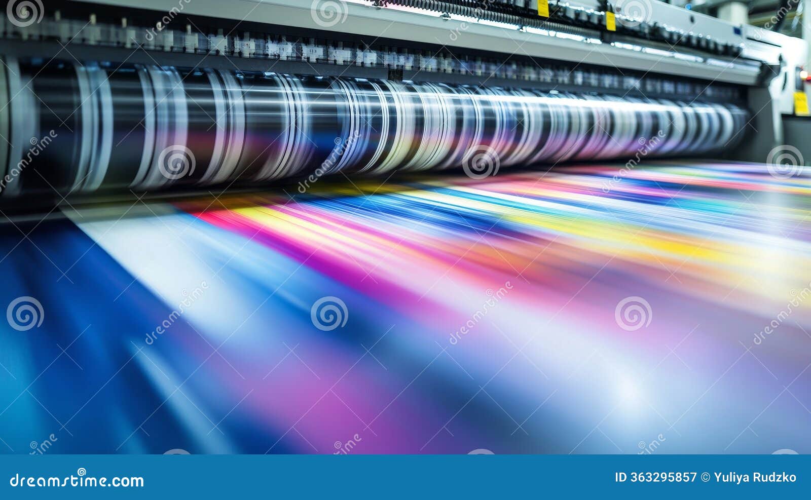 In a Clean, Modern Area, a Print Machine is Printing Artwork on a Large ...