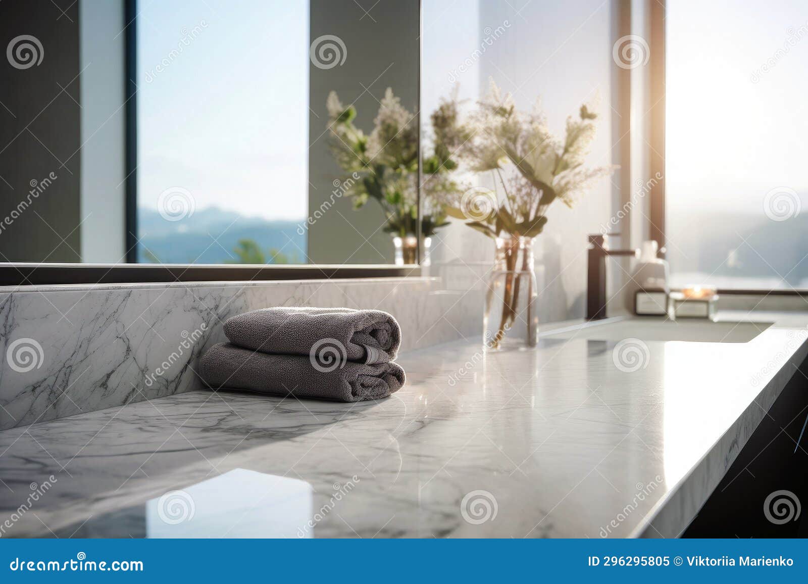 A Clean And Modern Bathroom Interior Design, Complete With A Vanity ...