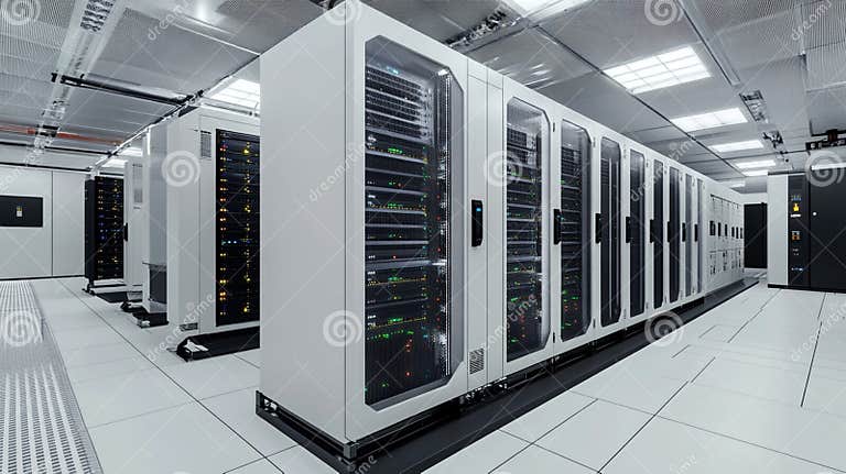 Modern Data Center Server Room Interior Technology Infrastructure Web ...