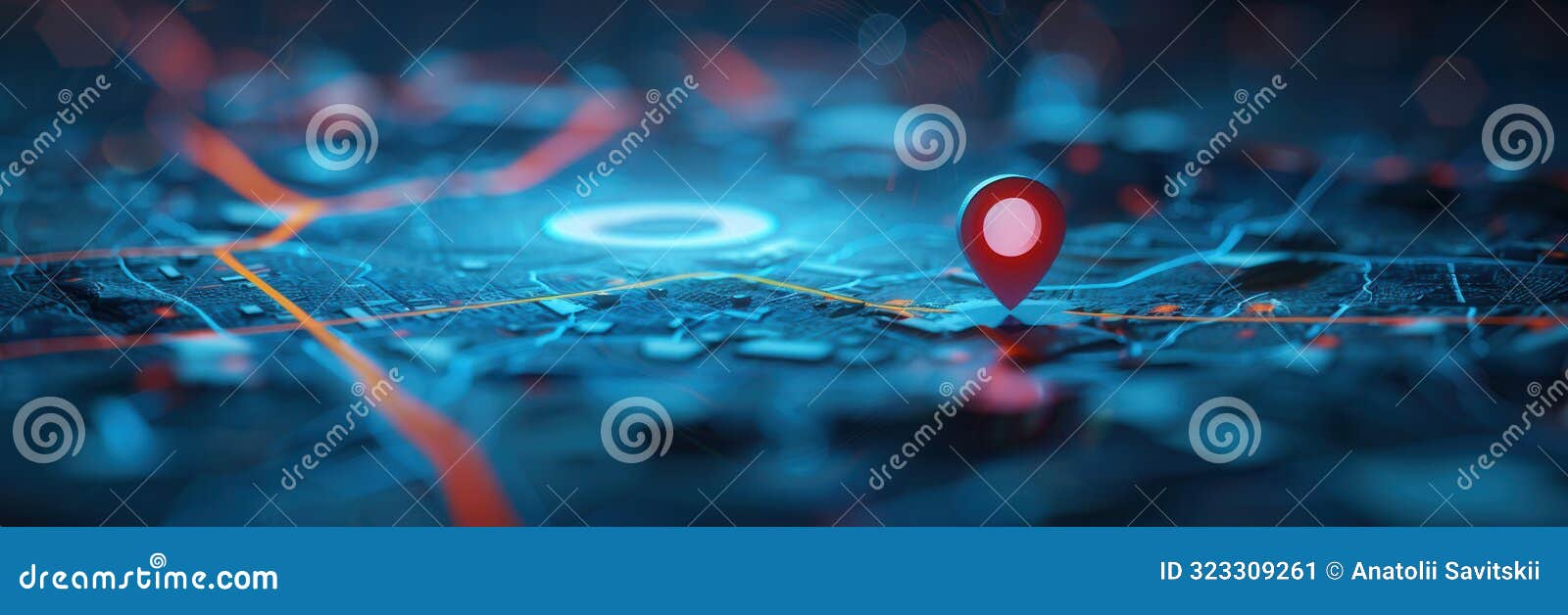 A Clean and Modern Digital Map with a Red Location Pin. the Image ...