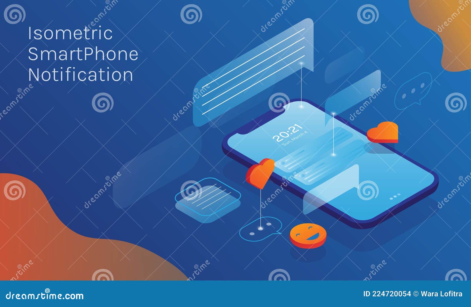 Clean and Modern Isometric Smartphone Notifications Stock Illustration ...