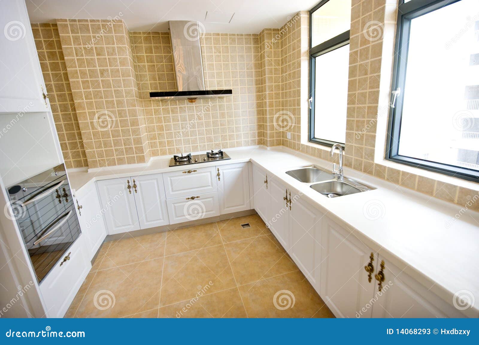 Clean modern kitchen stock image. Image of floor, cooking - 14068293