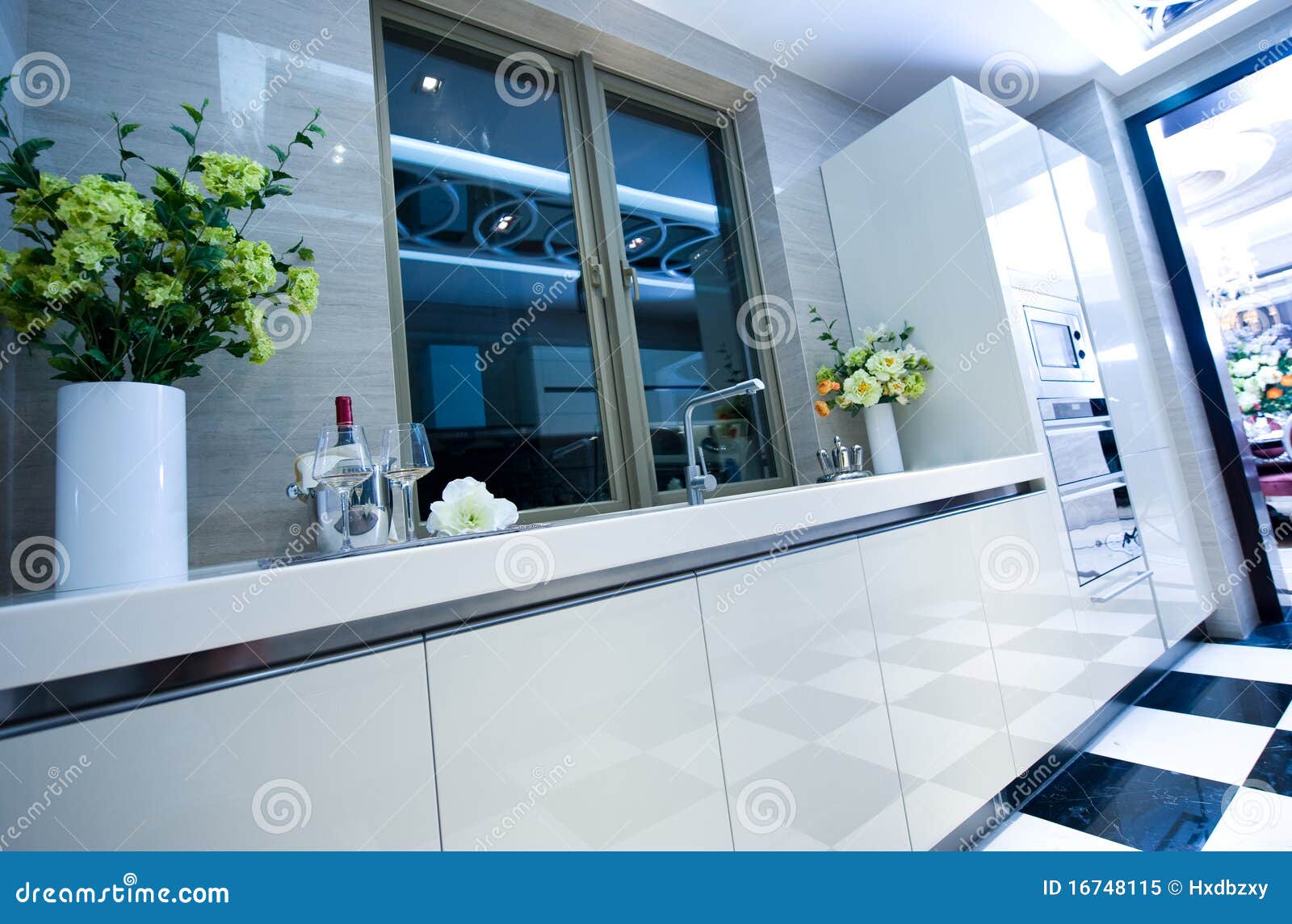 Clean modern kitchen stock image. Image of common, cabinet - 16748115