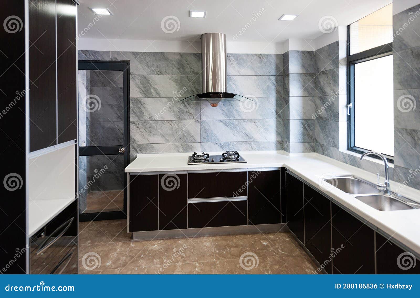 Clean Modern Kitchen in Chinese Home Stock Photo - Image of integrated ...