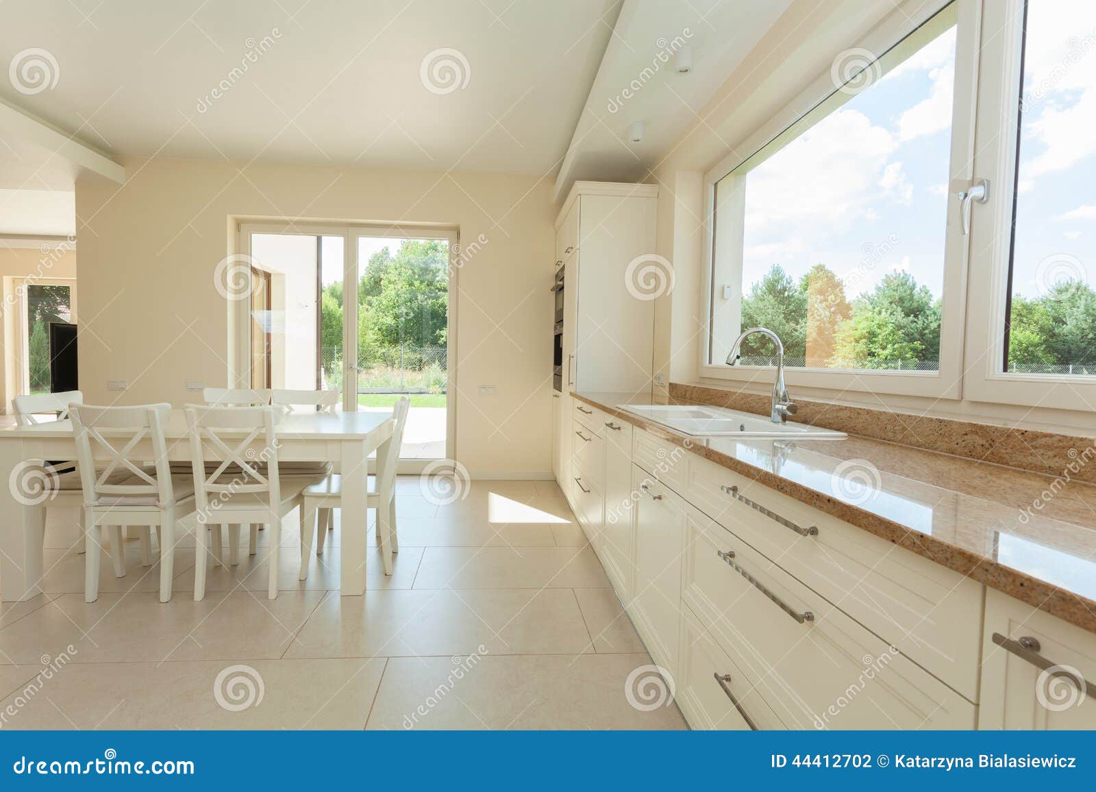 Clean Modern Kitchen Interior Stock Photo - Image of dining, dinner ...