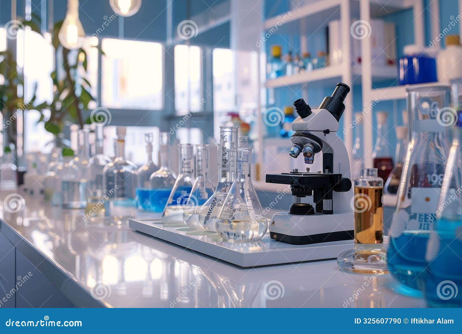 A Clean, Modern Laboratory with Microscopes and Beakers for Topaz ...