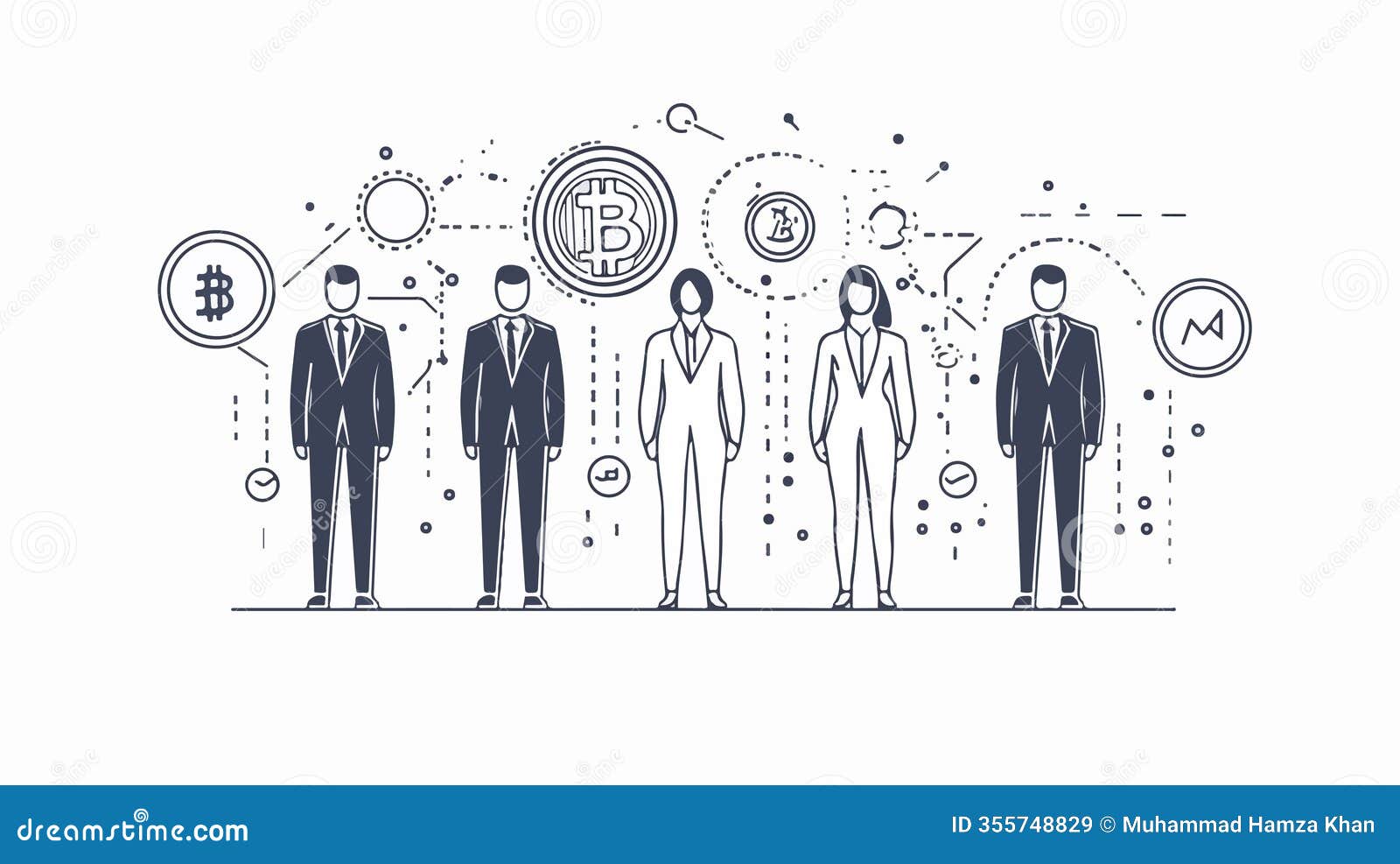 Clean and Modern Line Art Illustration Featuring Five Simplistic Human ...