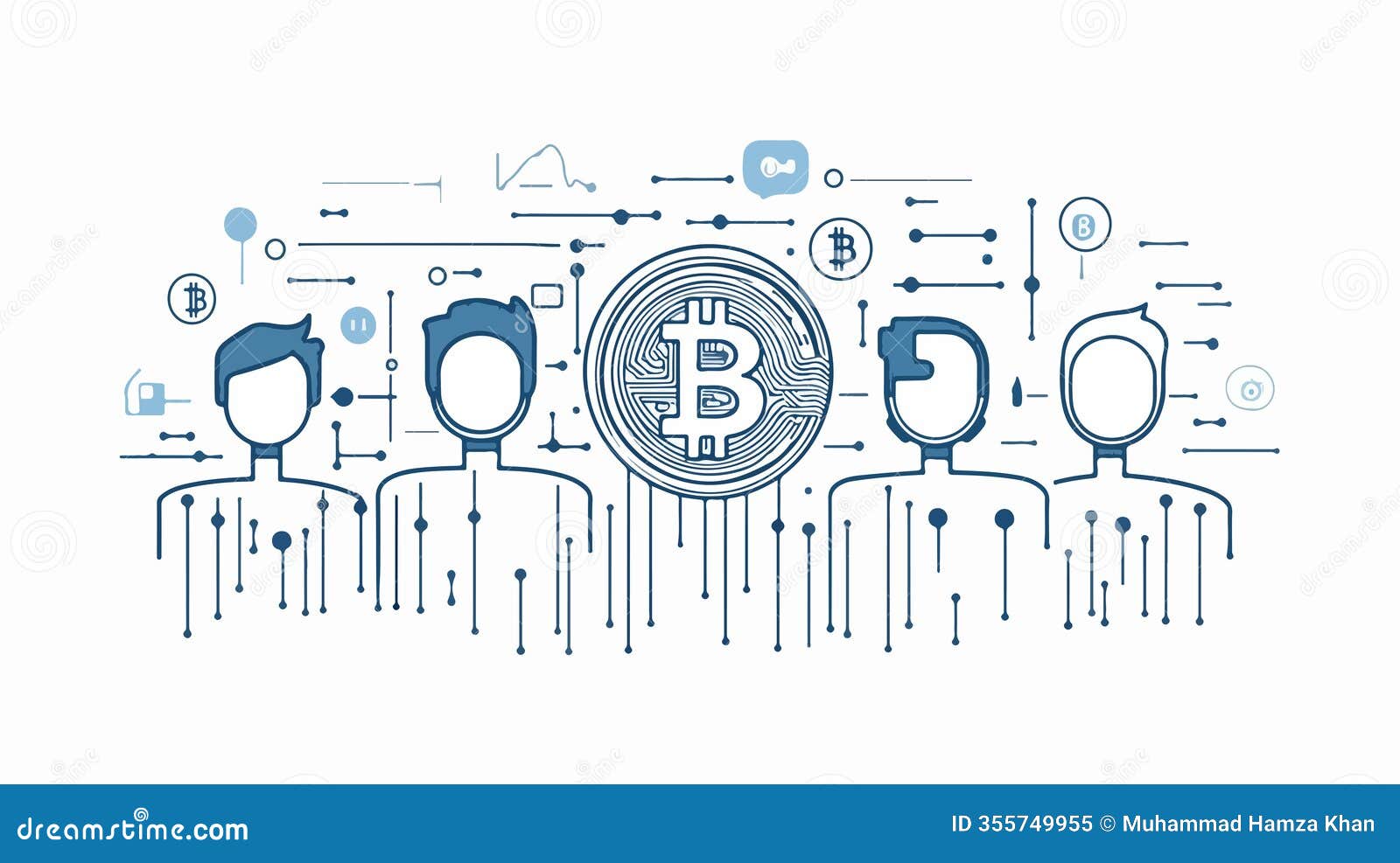 Clean and Modern Line Art Illustration Featuring Five Simplistic Human ...