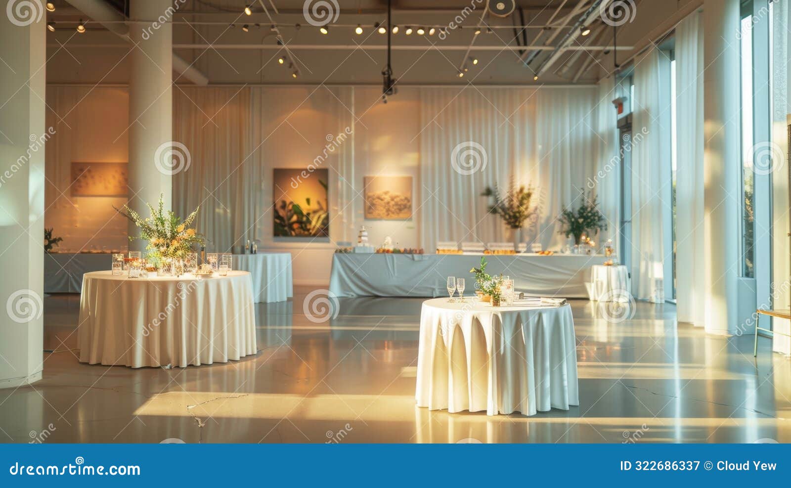 Clean and Modern Party Setup with Minimalist Decor Stock Illustration ...