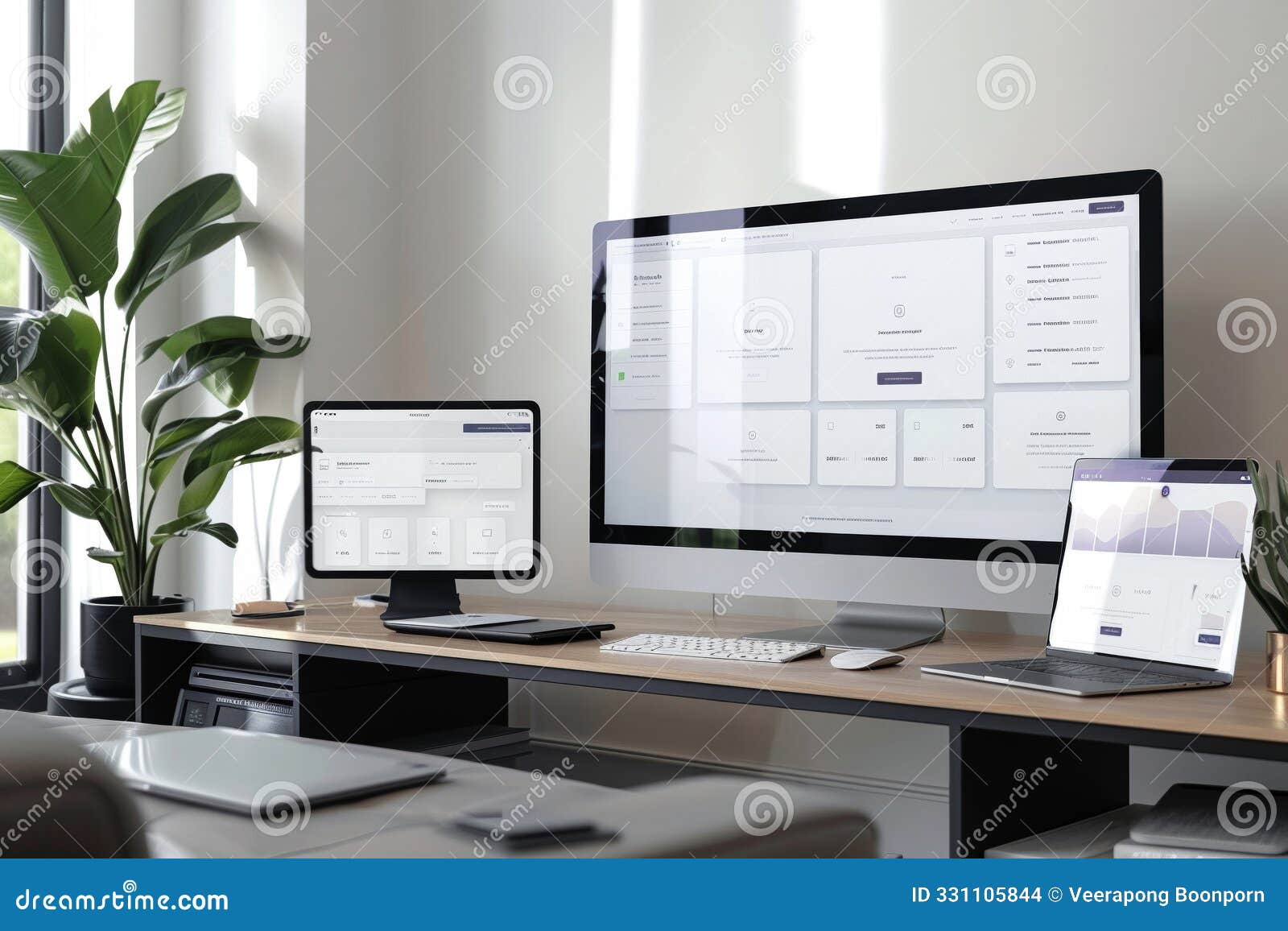 Clean And Modern Web App Design Spread Over Several Devices, Wide Text ...