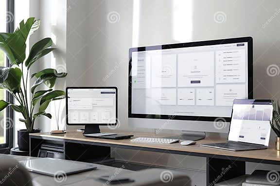 Clean and Modern Web App Design Spread Over Several Devices, Wide Text ...