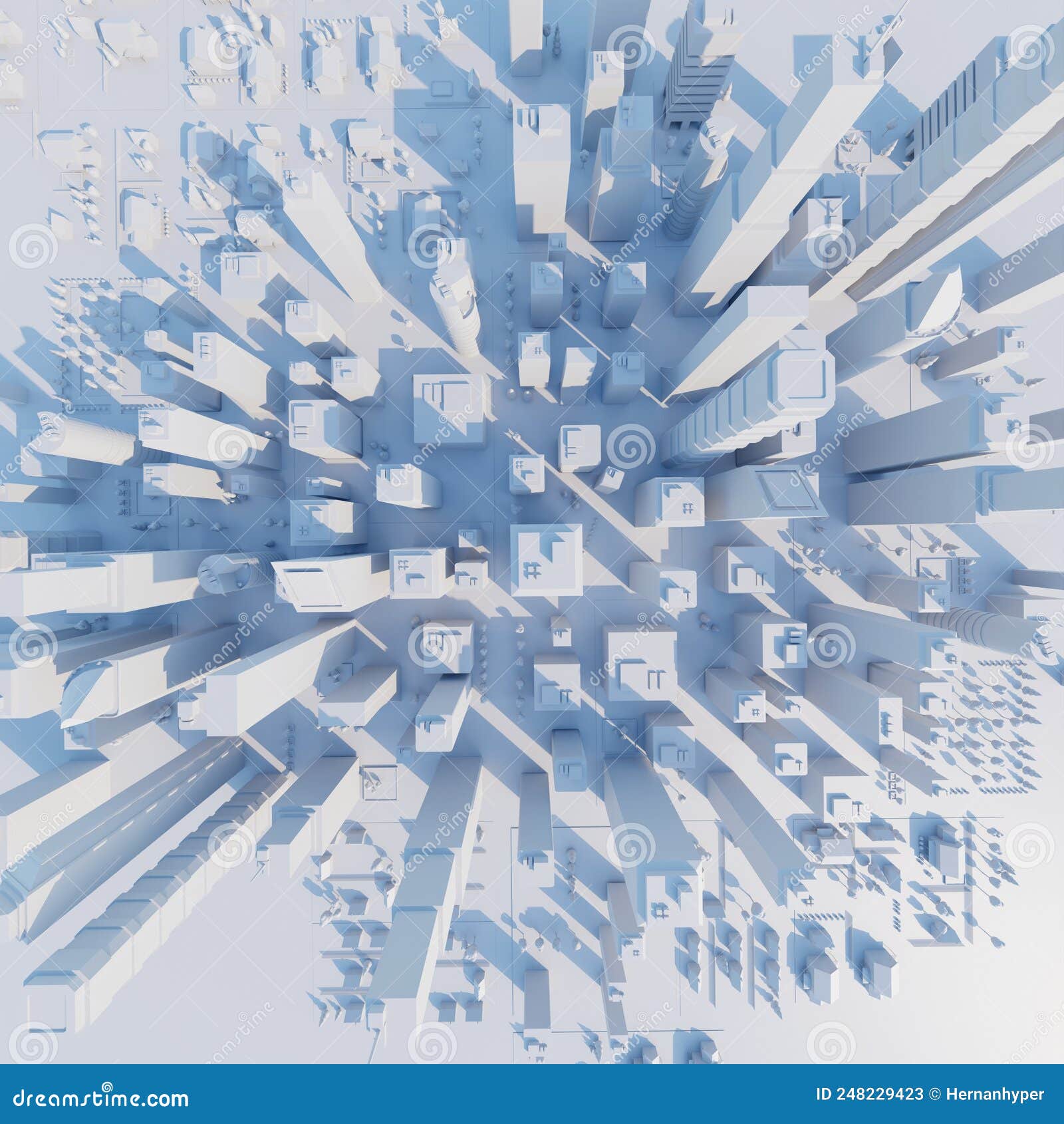 Clean, Modern White City with Skyscrapers. Abstract Concept Stock ...