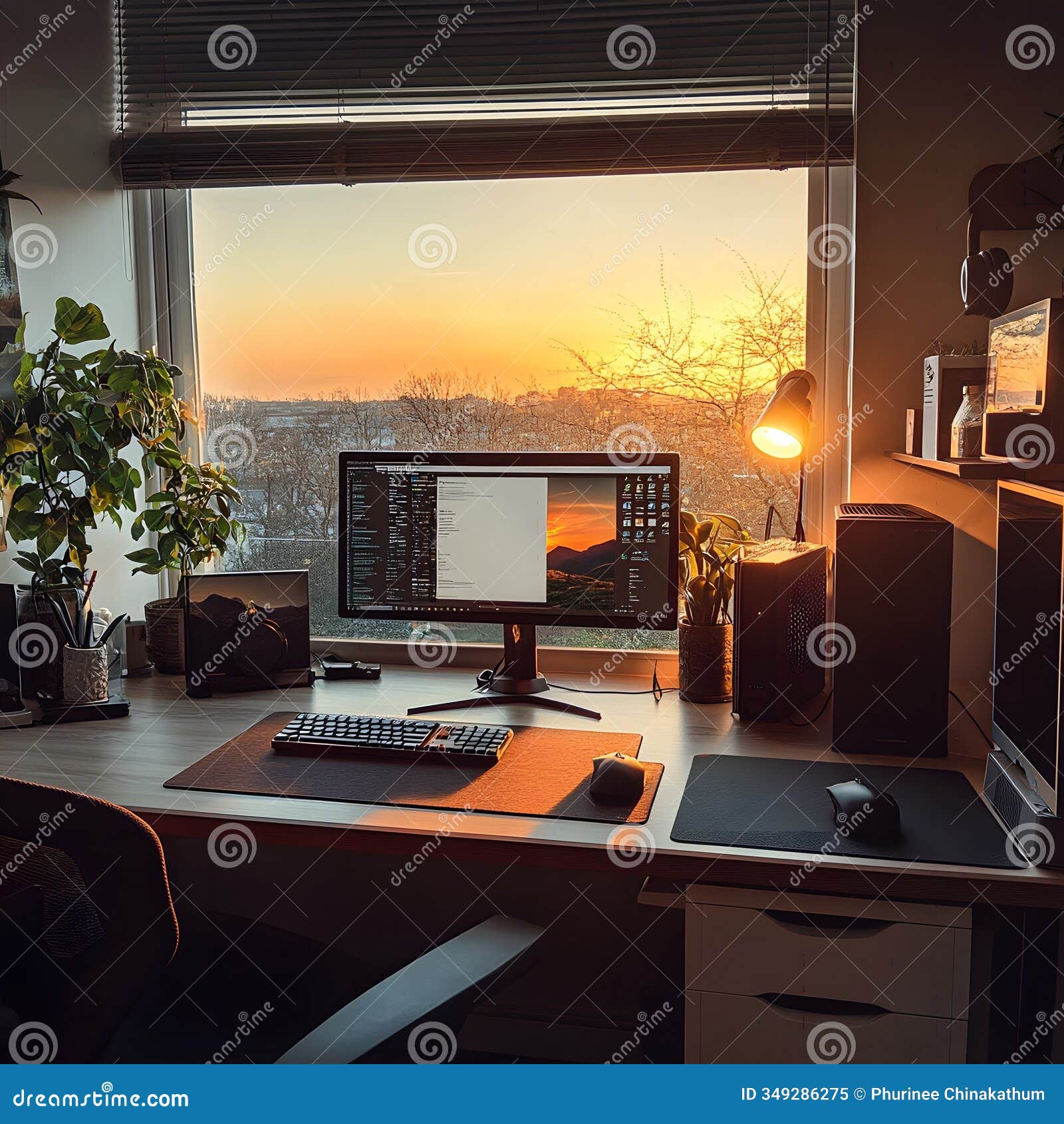 Clean and Modern Workfromhome Desk Setup Featuring a PC and a Tidy ...