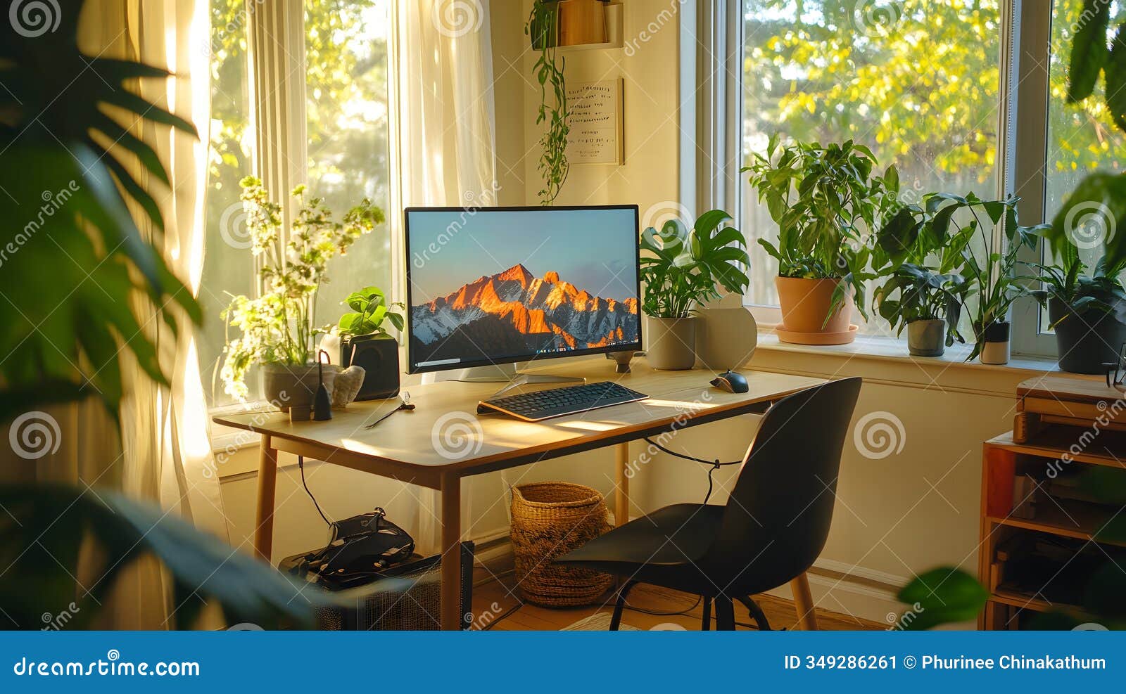 Clean and Modern Workfromhome Desk Setup Featuring a PC and a Tidy ...