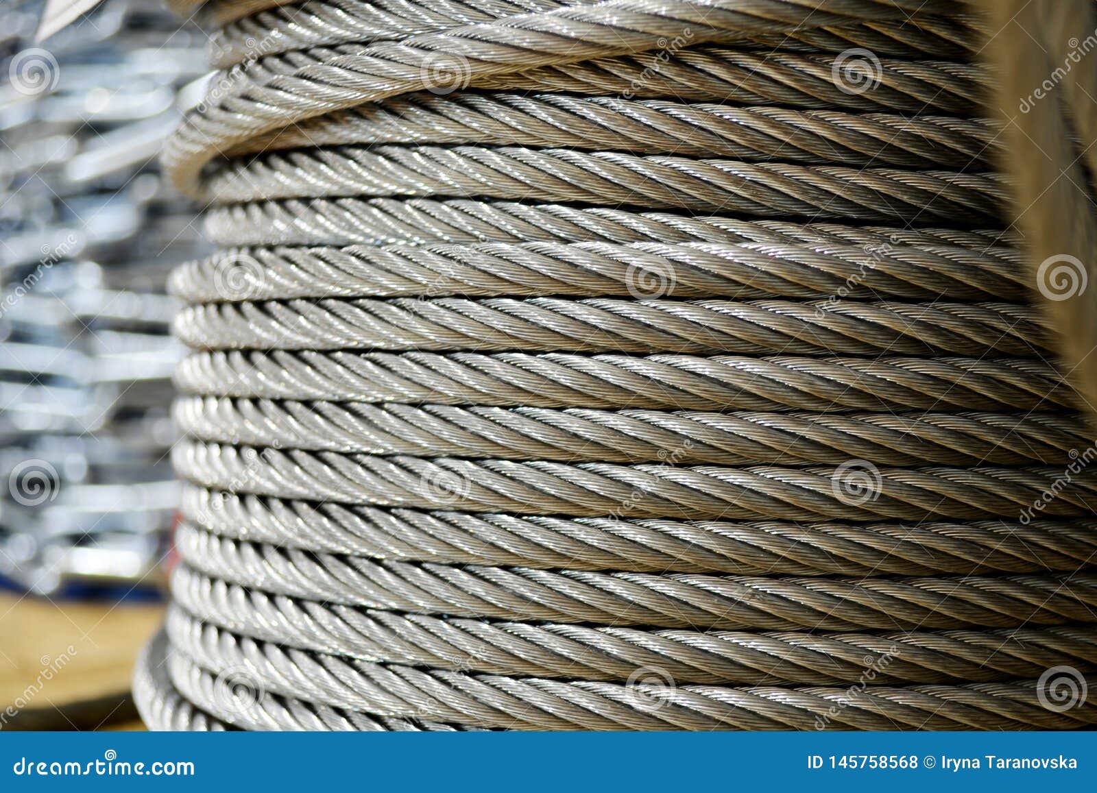 Clean New Steel Cable, Steel Wire or Steel Rope Wound on a Bobbin ...