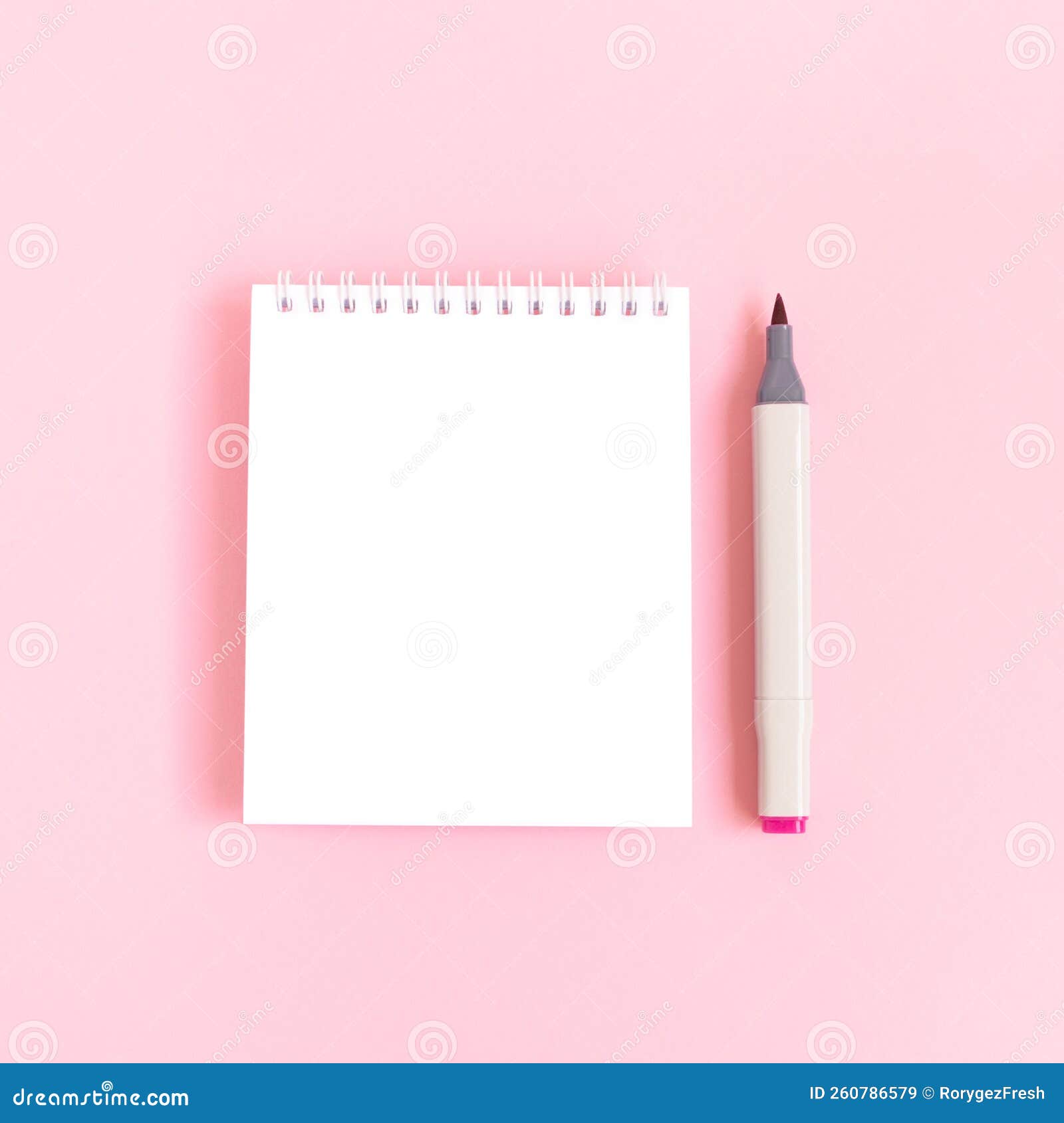 Clean Notepad Mockup and Felt Tip Pen on a Yellow Background. Stock ...