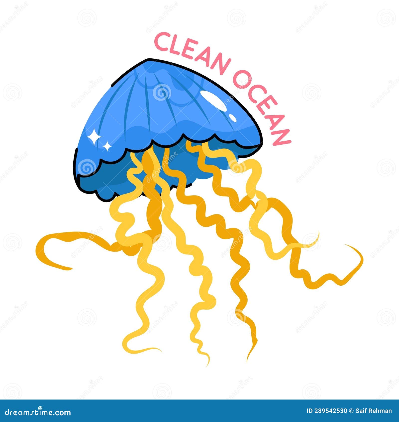 Clean Ocean Doodle Vector Colorful Sticker. EPS 10 File Stock ...
