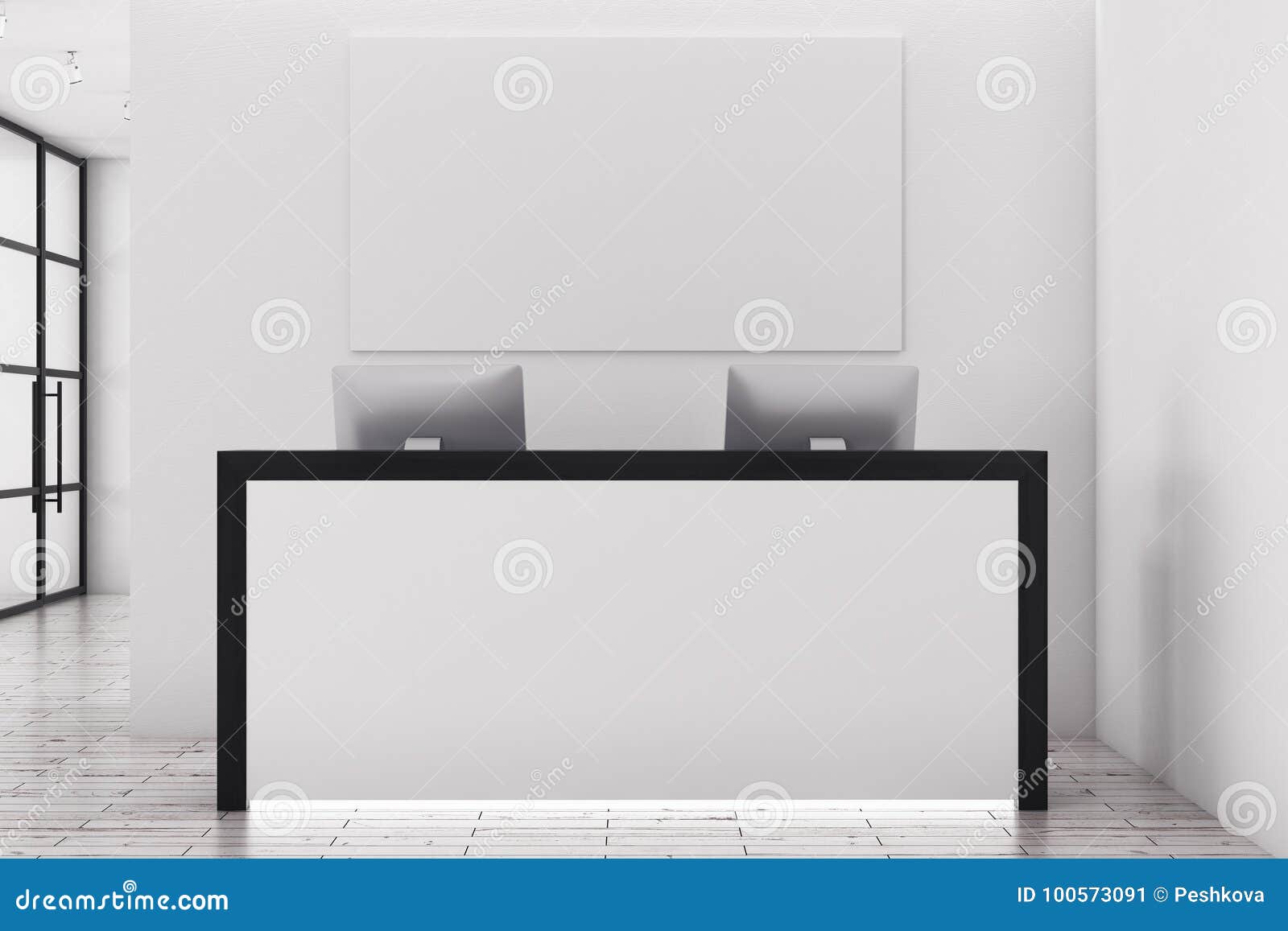 Clean Office with Reception Stock Illustration - Illustration of ...