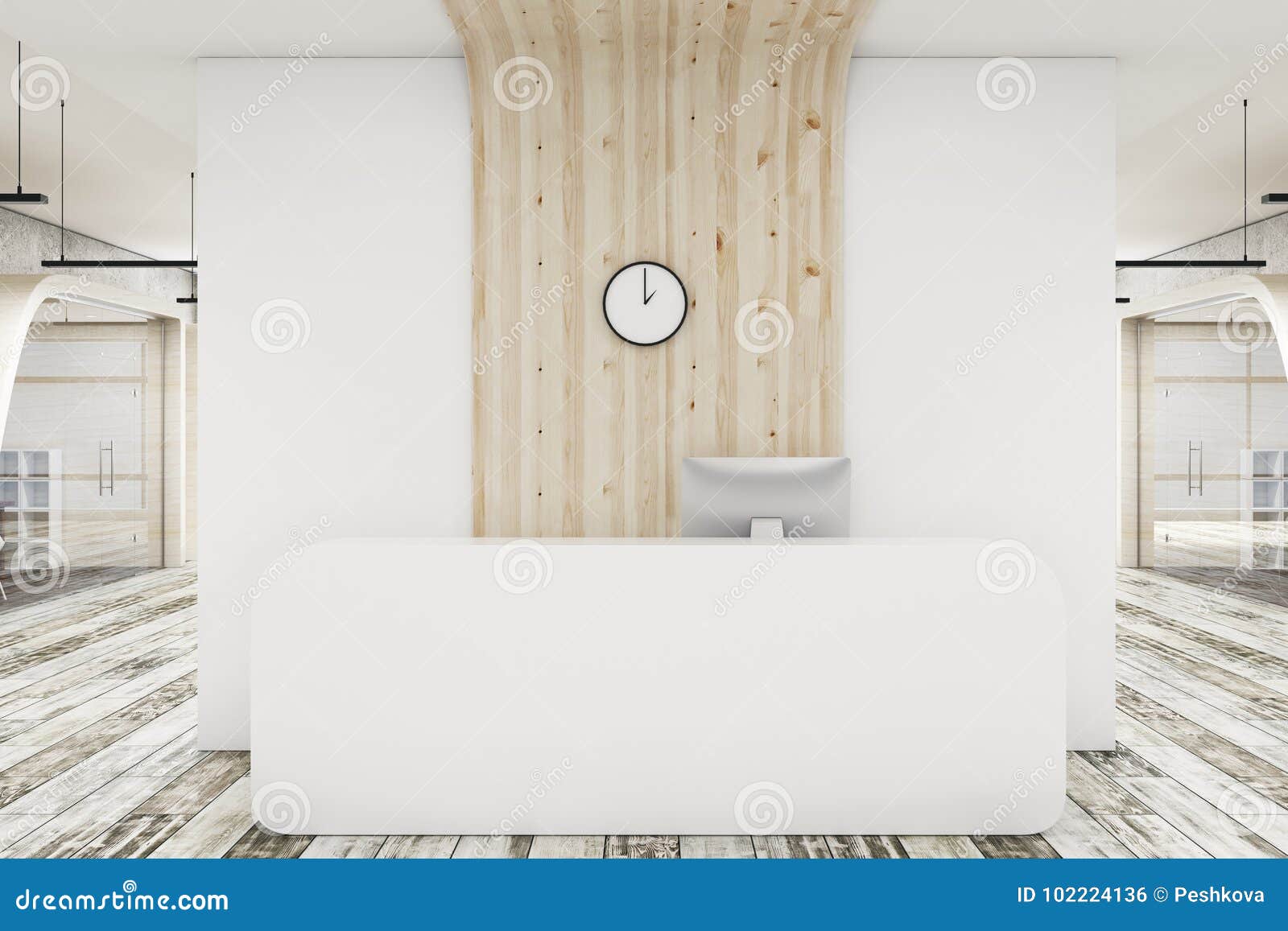 Clean Office Reception Front Stock Illustration - Illustration of clock ...
