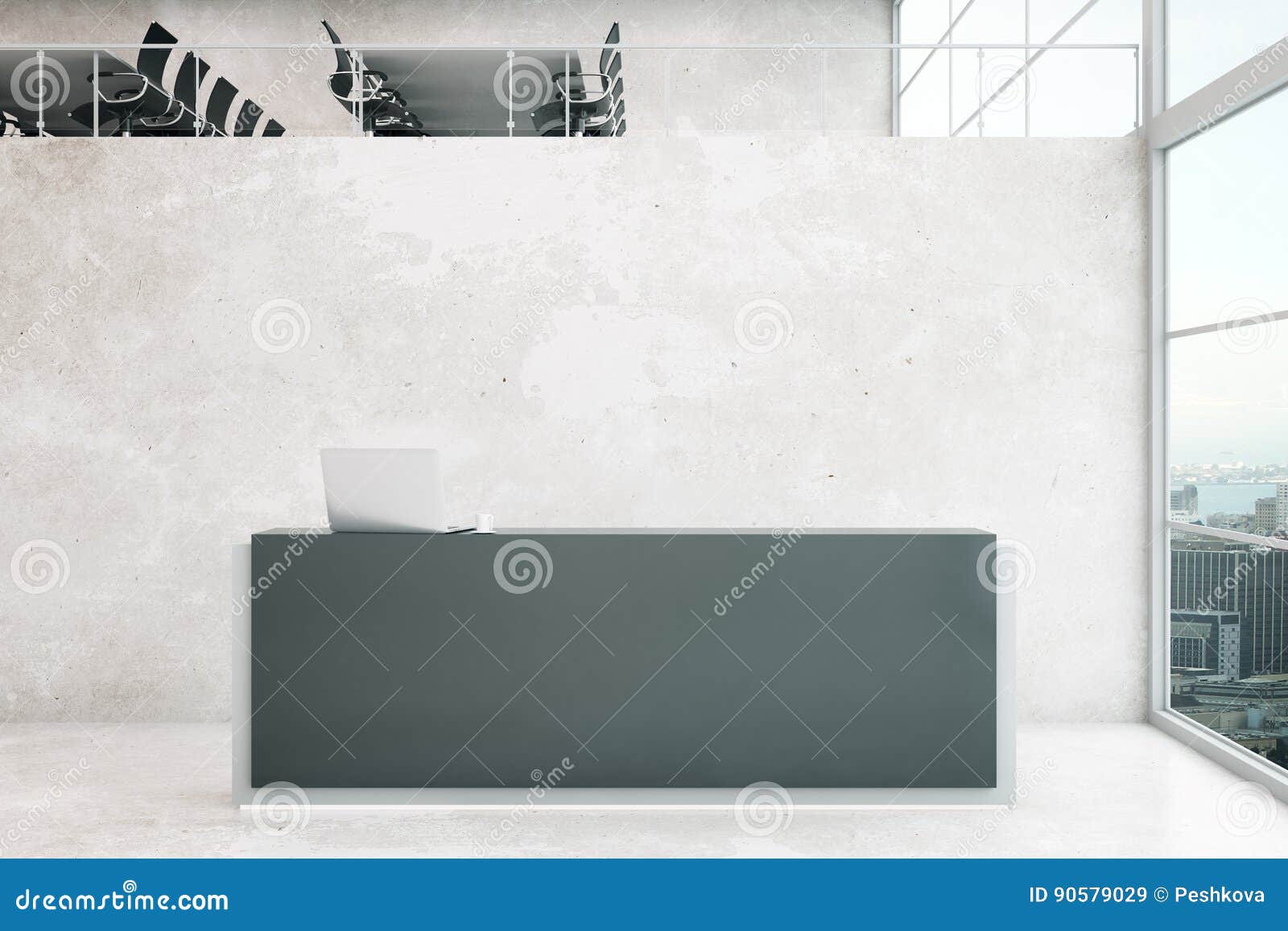 Clean Office with Reception Stock Illustration - Illustration of ...