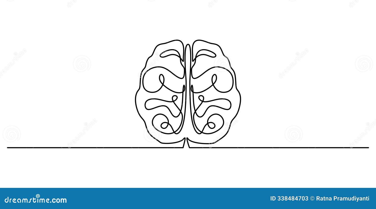 Clean One Line Drawing of a Brain Symbol, Representing Intellect and ...