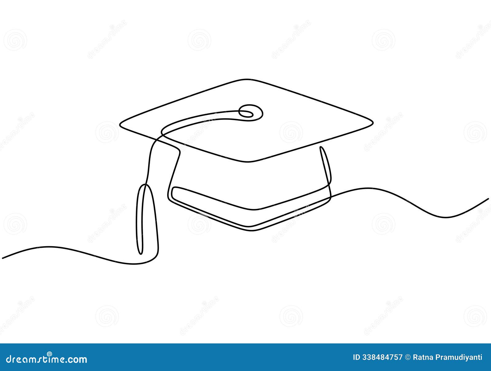 Clean One Line Drawing of a Mortarboard, Simple Depiction of Graduation ...