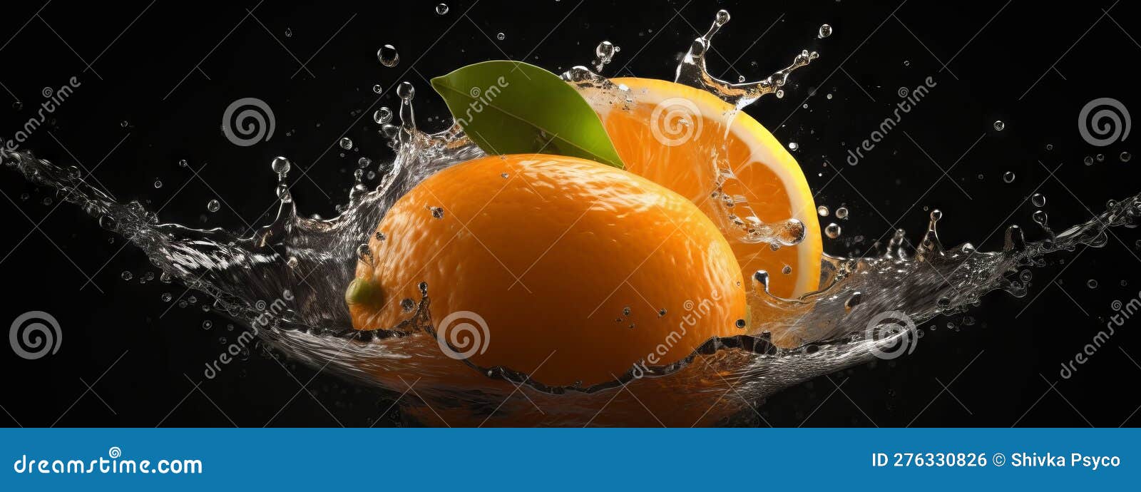 Clean Orange Fruits Slice in Water Splash Generative AI Stock Photo ...