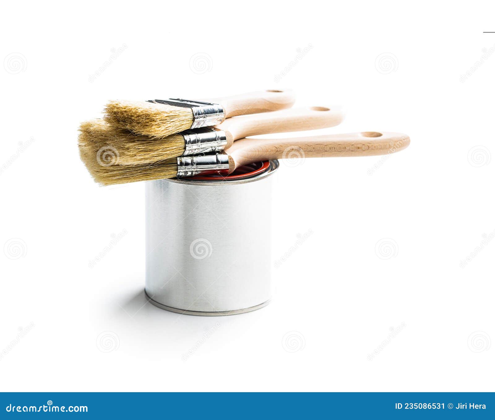Clean Paint Brushes and Can of Color Stock Image - Image of metal ...