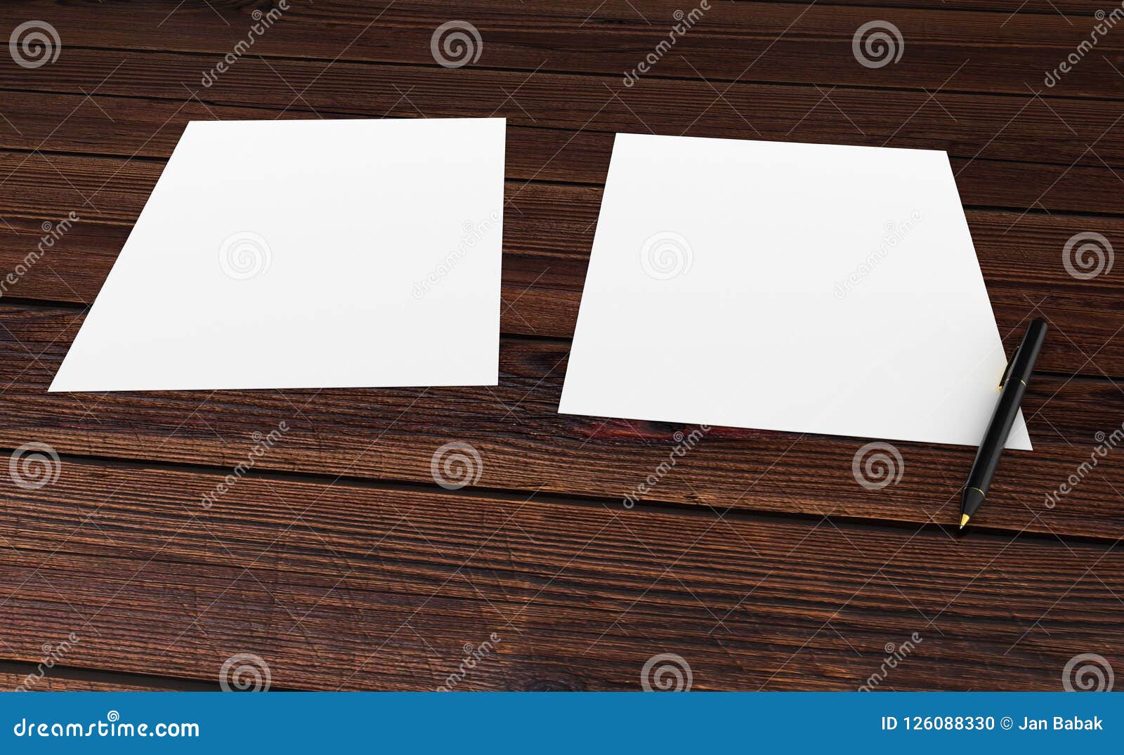 Clean Paper Sheet. Template for Your Design. on Wooden Table Stock ...