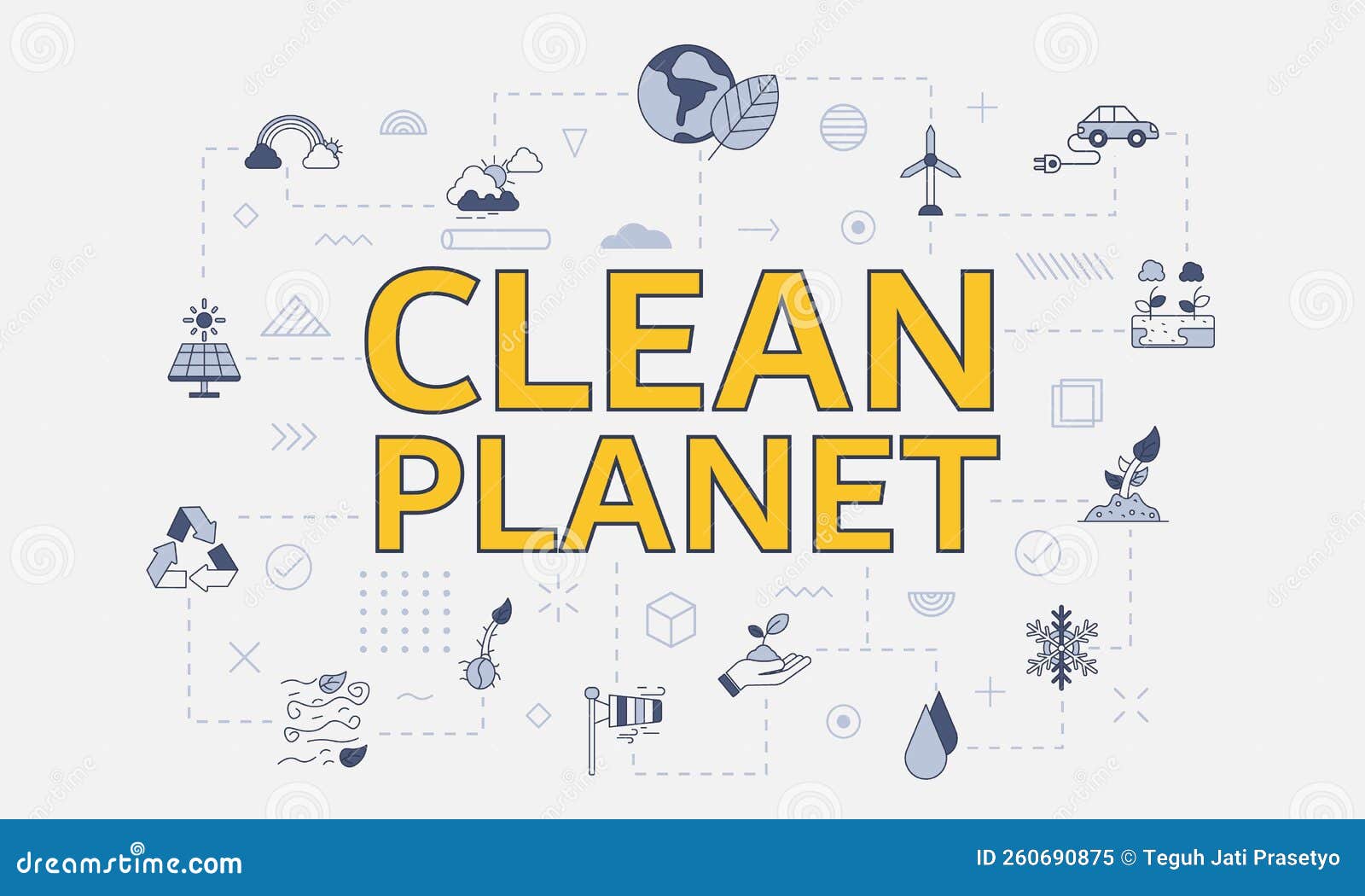 Clean Planet Concept with Icon Set with Big Word or Text on Center ...