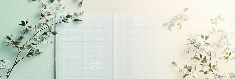 Minimalist Planner Layout with Subtle Grid Lines and Plant Accents in a ...