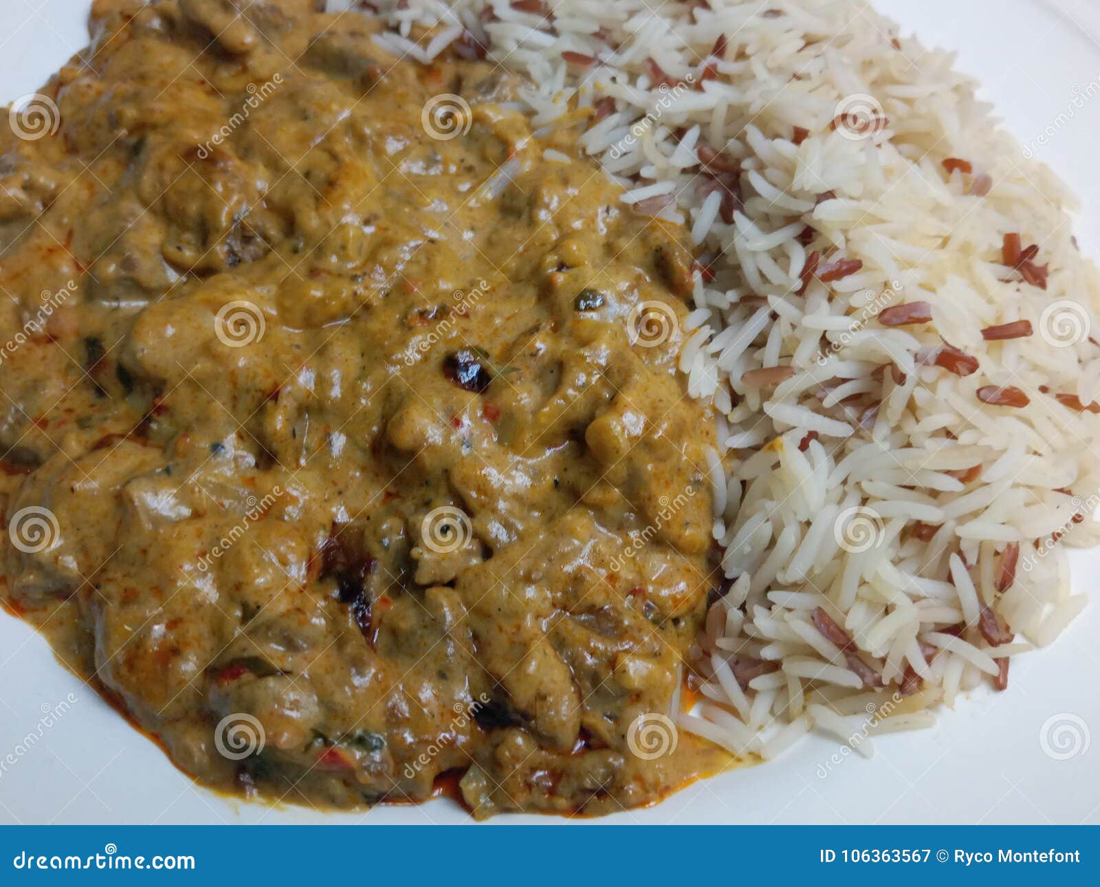 Spicy Hot Indian Curry and Rice Stock Image - Image of rice, clean ...
