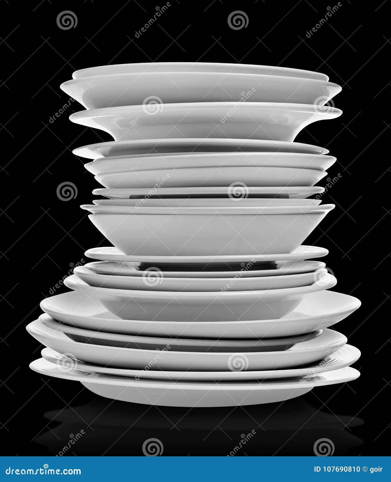 Clean plates stack stock photo. Image of shot, kitchen - 107690810