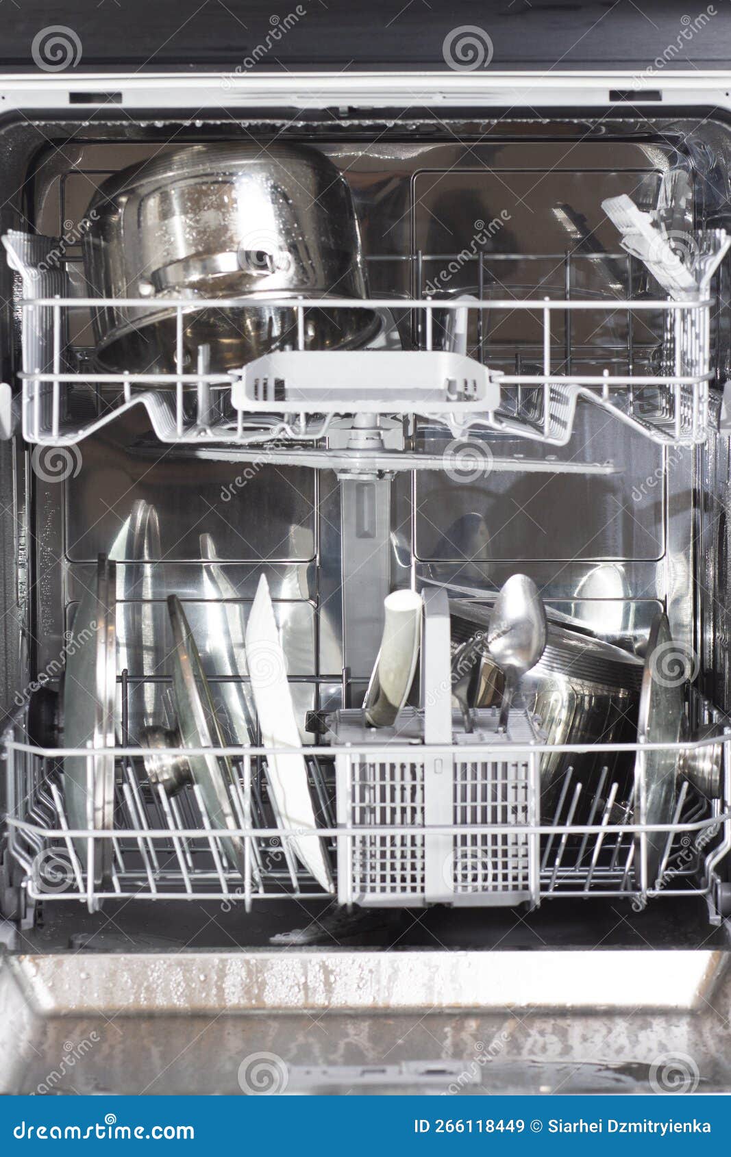 Clean Plates after Washer in the Opened Dishwasher Stock Image - Image ...