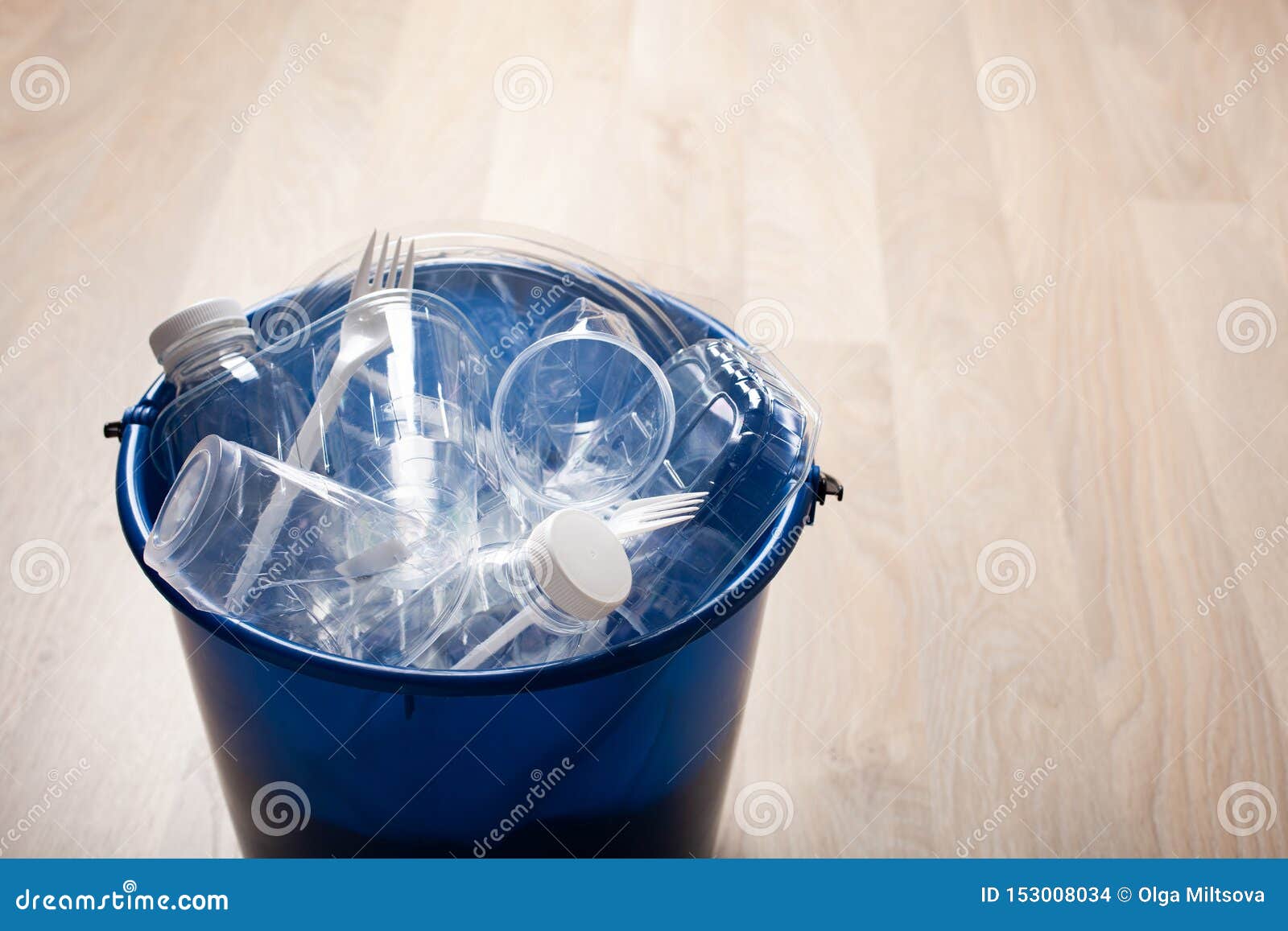 Clean Recyclable Plastic Bottles, Containers, Cups in Garbage Bin ...