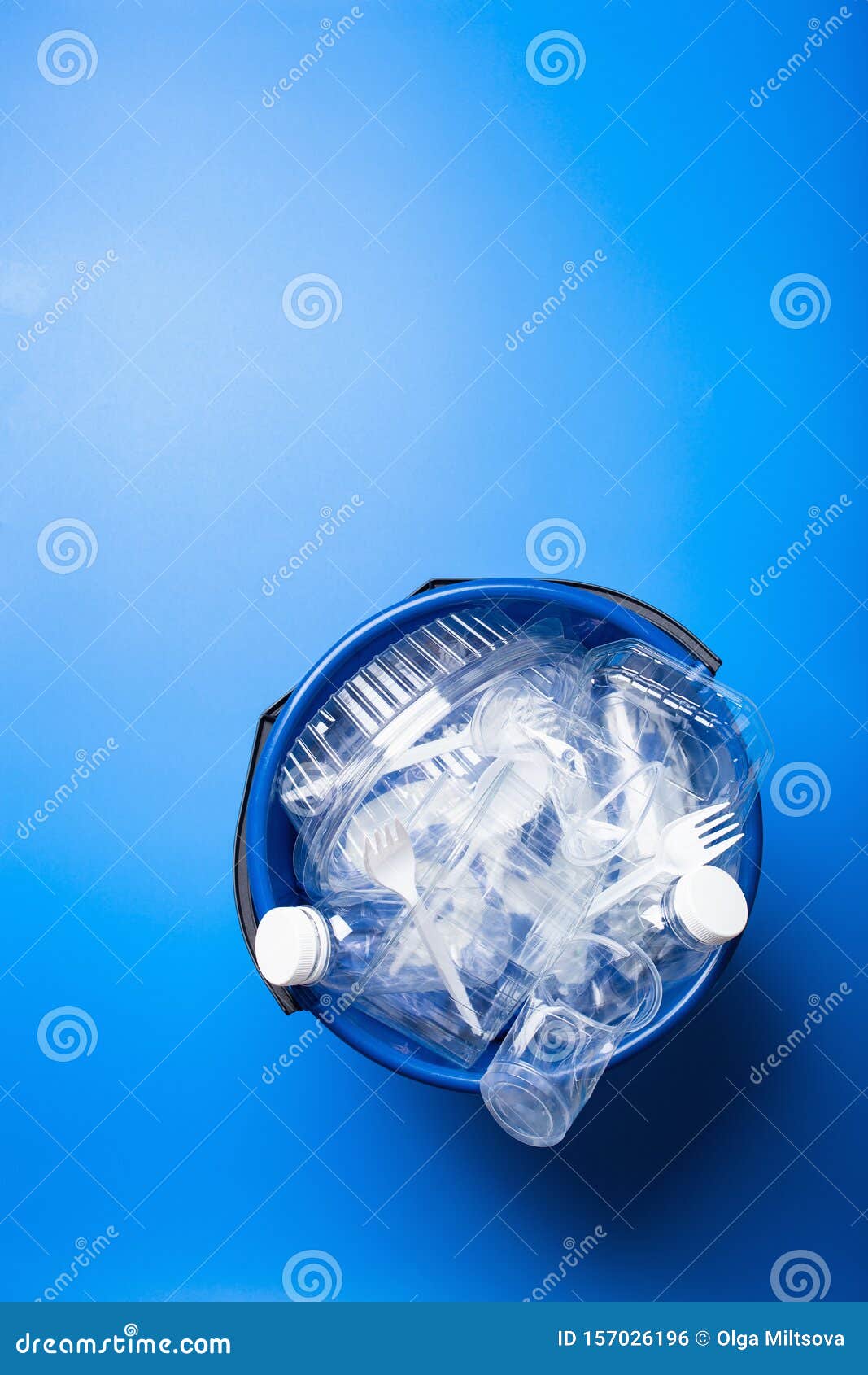 Clean Recyclable Plastic Bottles, Containers, Cups in Garbage Bin ...