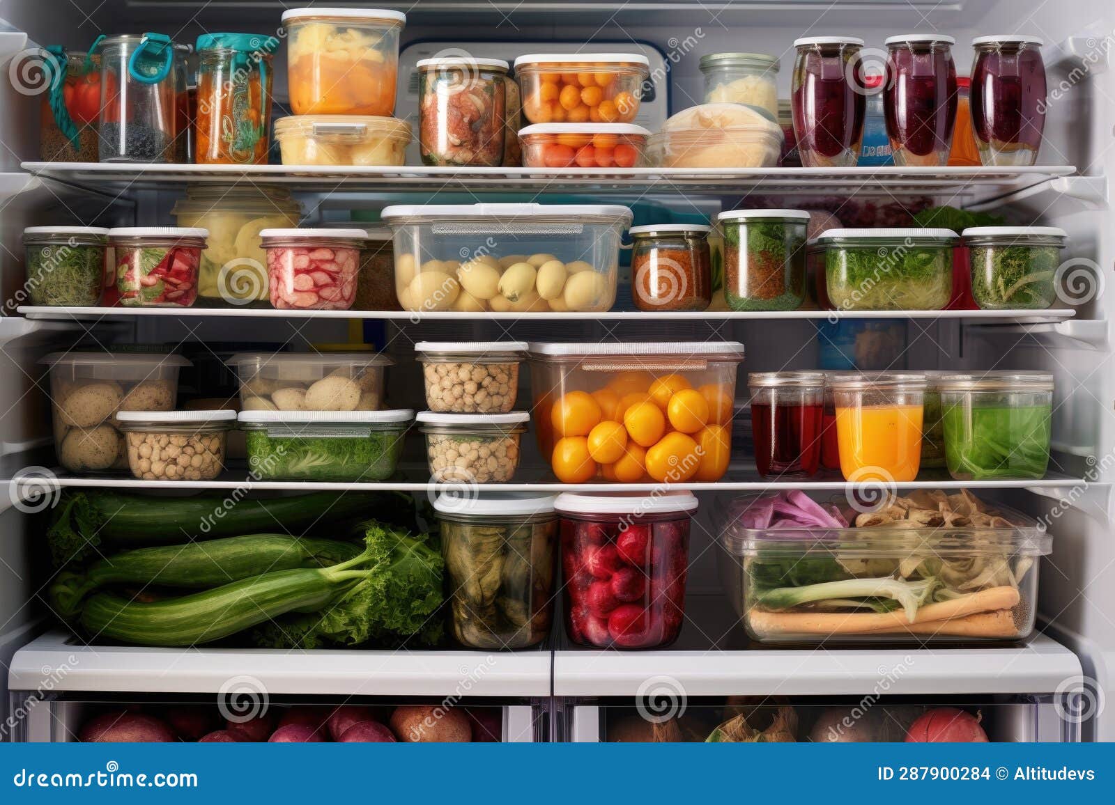 Clean Refrigerator with Organized Storage Containers Inside Stock Photo ...