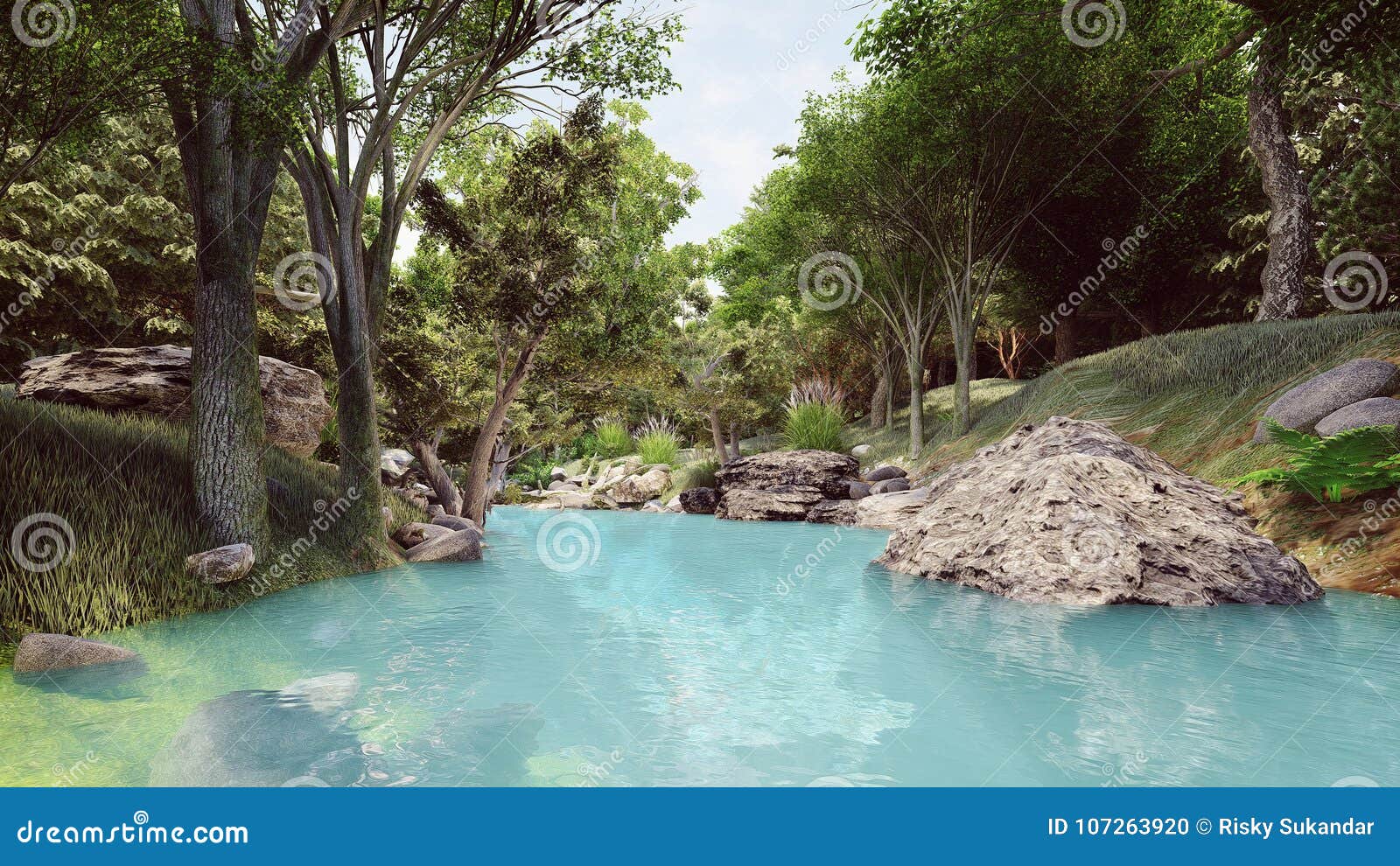 Clean River with Blue Water in the Forest Stock Photo - Image of river ...
