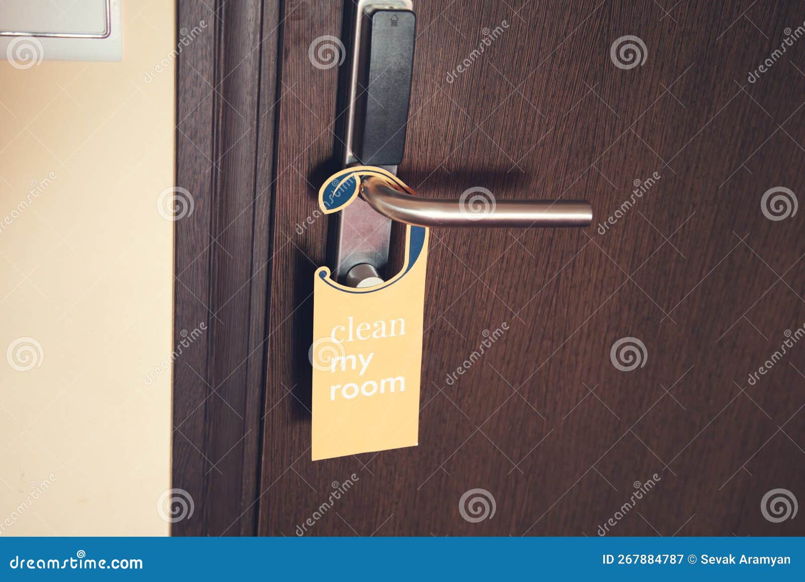 Clean room in hotel room stock image. Image of sign - 267884787
